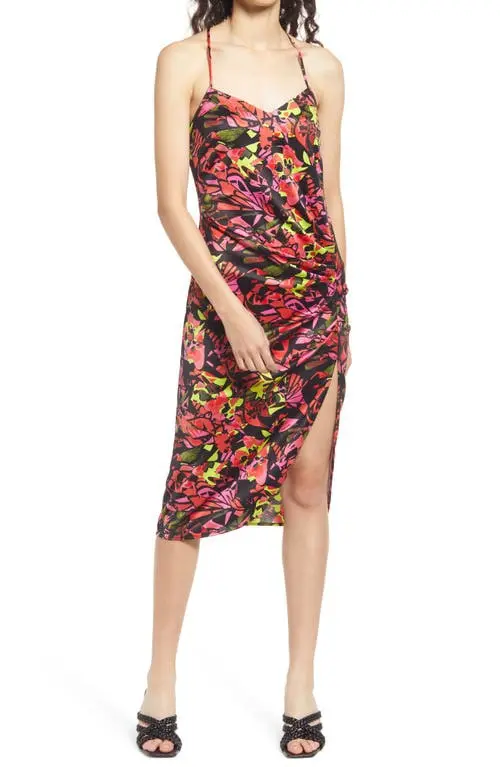 OPEN EDIT Strappy Shirred Sleeveless Midi Dress