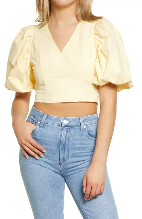 Endless Rose V-neck Crop Top - Yellow