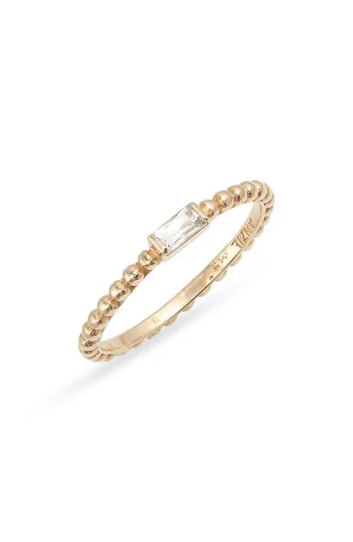 Anzie Dewdrop White Topaz Stacking Ring - Yellow Gold/white