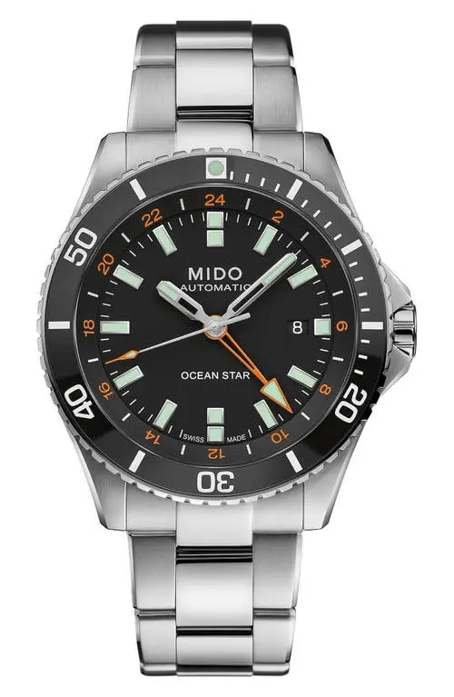 MIDO Ocean Star Gmt Automatic Bracelet Watch - Silver/ Black