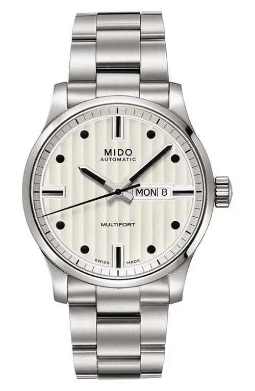 MIDO Multifort Automatic Stainless Steel Bracelet Watch - Silver/white