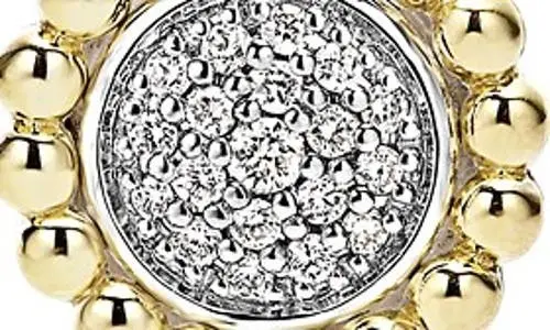 Lagos Diamond Caviar Stud Earrings - Silver/gold
