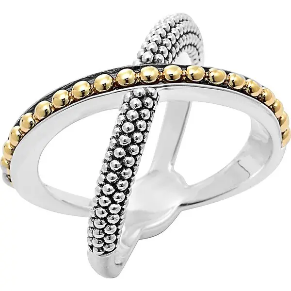 Lagos Caviar Crossover Ring - Silver/gold