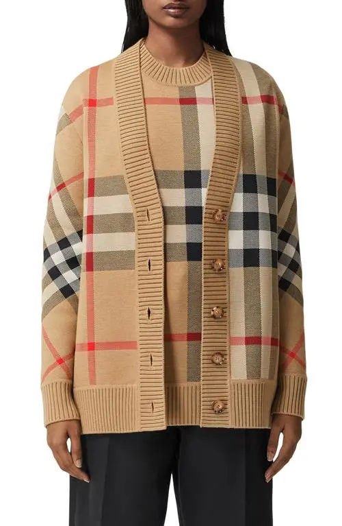 Burberry Caragh Check Jacquard Cardigan - Archive Beige