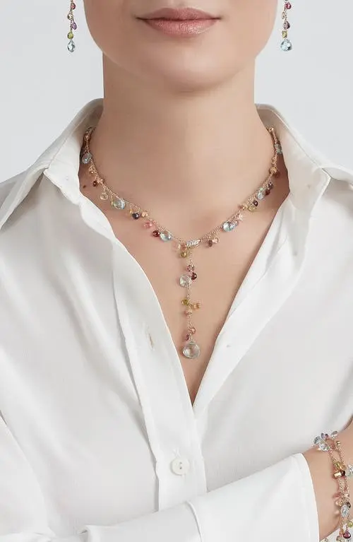 Marco Bicego 18k Gold Multi Stone Y-necklace With Diamond Clasp - Yellow Gold