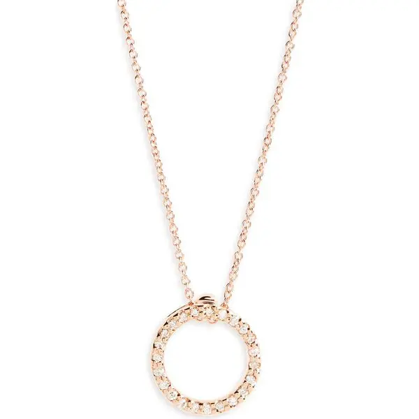 Roberto Coin Diamond Circle Pendant Necklace - Rose Gold
