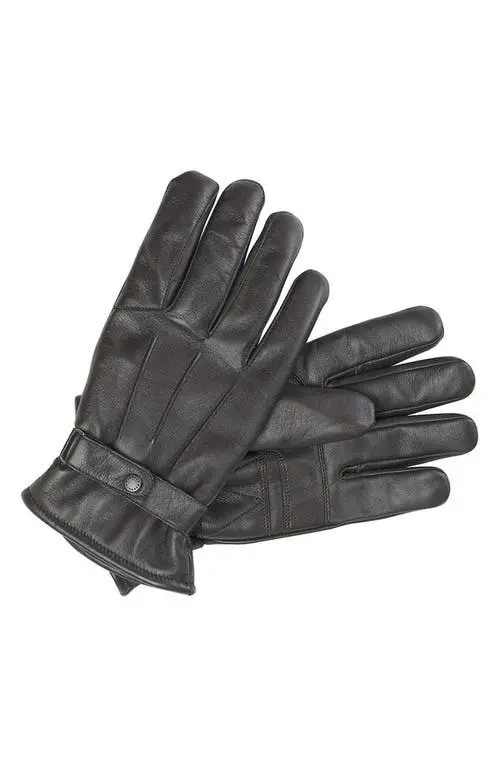 Barbour Burnished Leather Gloves - Dk Brown