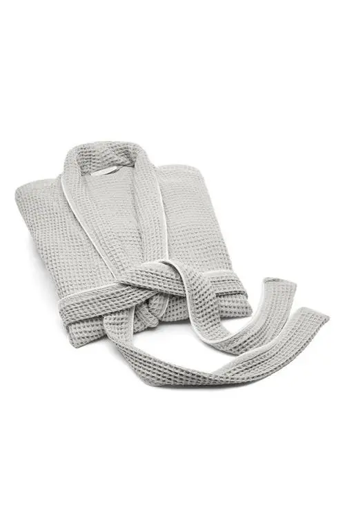 BOLL & BRANCH Organic Cotton Waffle Robe - Pewter/white