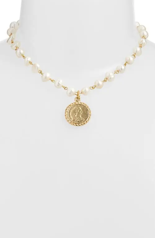 KARINE SULTAN Freshwater Pearl Medallion Necklace