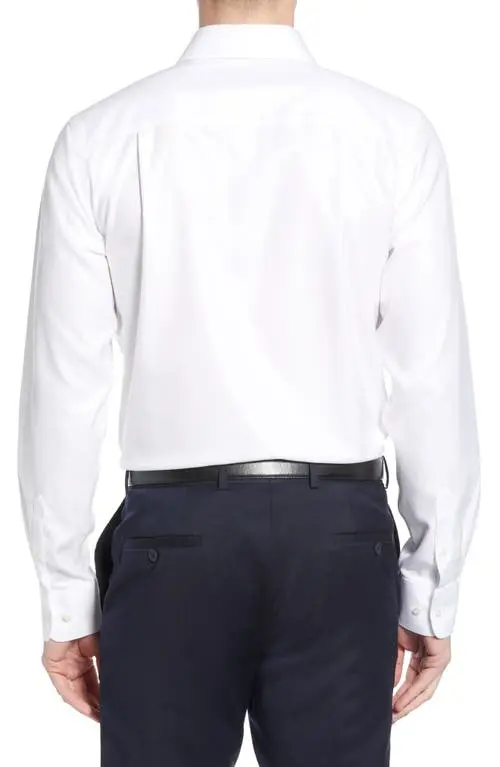 David Donahue Luxury Non-iron Trim Fit Solid Dress Shirt - White