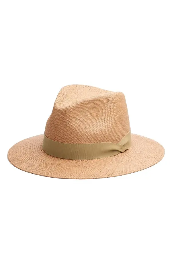 rag & bone Hand Woven Straw Panama Hat in Taupe with Twisted Ribbon Band rag & bone Panama Straw Hat | Saks Fifth Avenue main image 4