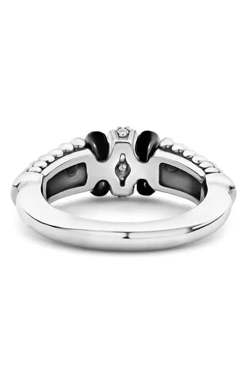 Lagos Caviar Diamond Link Ring - Black
