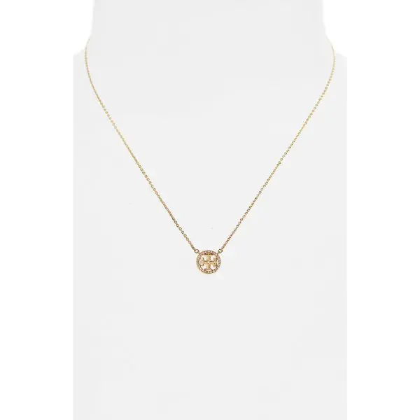 Tory Burch Icon Pavé Pendant Necklace - Tory Gold/crystal