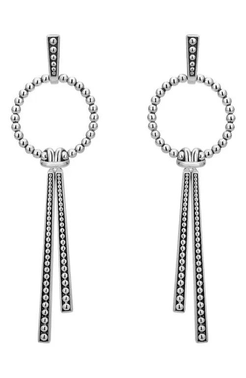 Lagos Signature Caviar Bead & Circle Drop Earrings - Silver