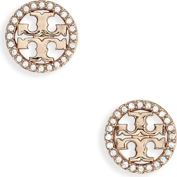 Tory Burch Icon Pavé Circle Stud Earrings - Tory Gold/crystal