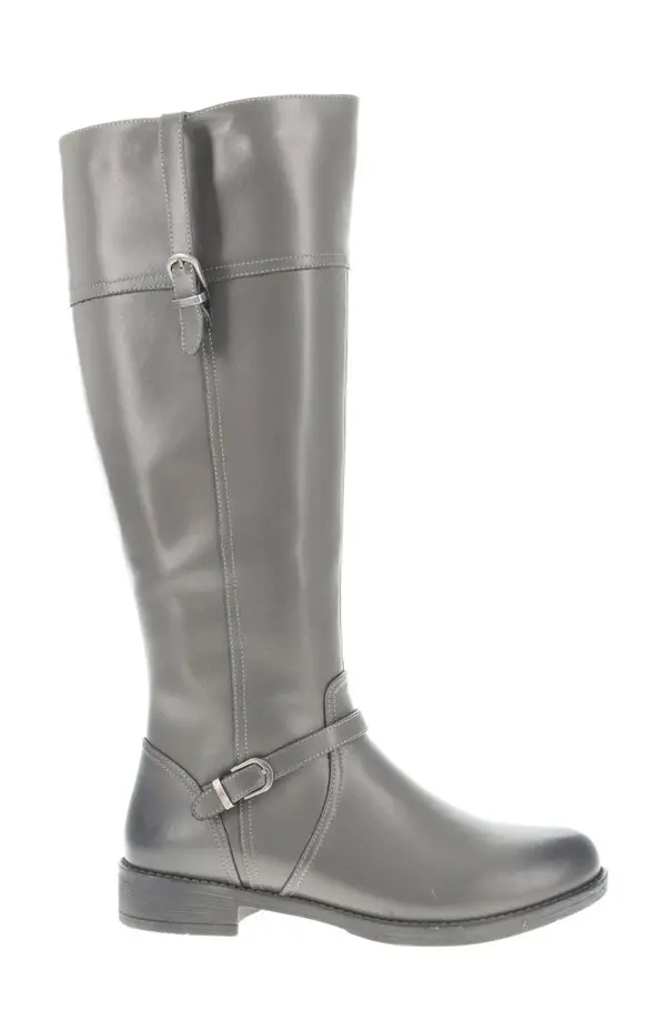 PROPET Leather Knee High Boots With Buckle Detail - Grey