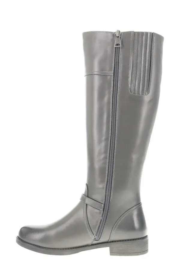 PROPET Leather Knee High Boots With Buckle Detail - Grey