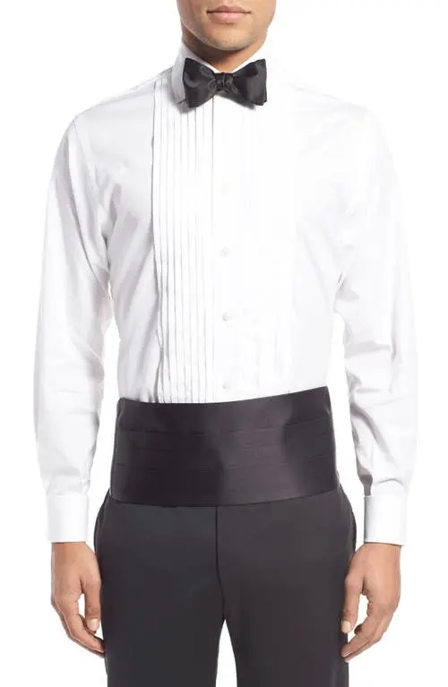 David Donahue Silk Cummerbund And Bow Tie Set - Black Satin