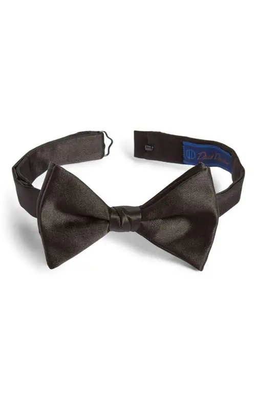 David Donahue Pre-tied Bow Tie - Black Satin