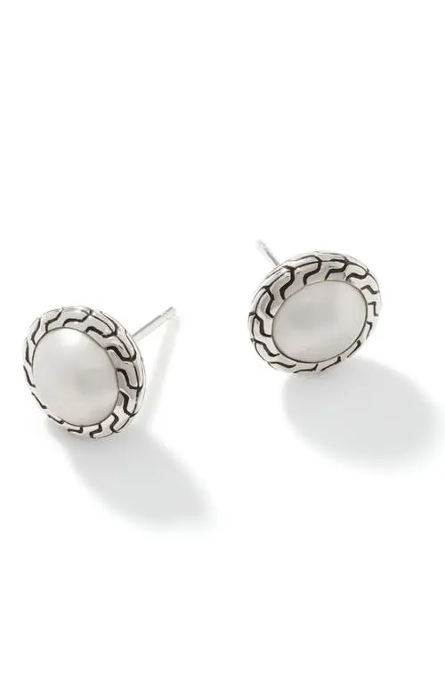 John Hardy Classic Chain Mabé Pearl Stud Earrings - White