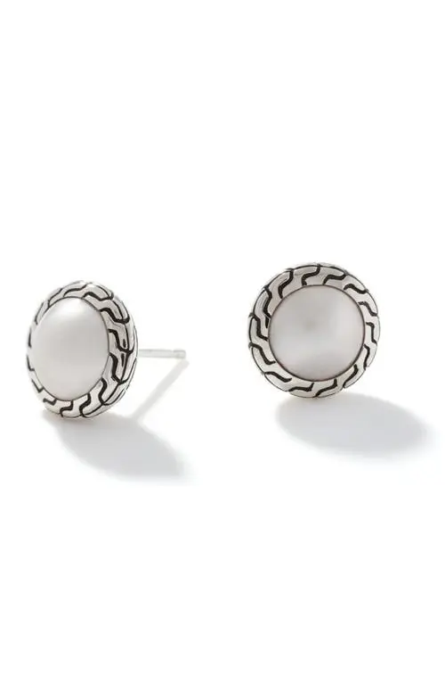 John Hardy Classic Chain Mabé Pearl Stud Earrings - White
