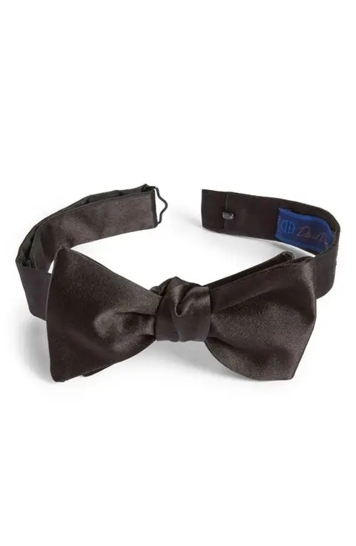 David Donahue Silk Bow Tie - Black Satin