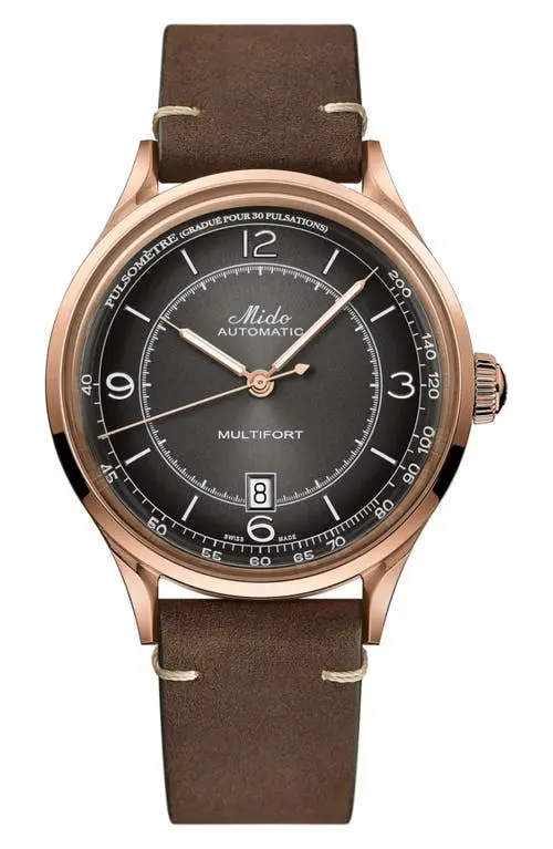 MIDO Baroncelli Automatic Bracelet Watch - Brown/black/rose Gold