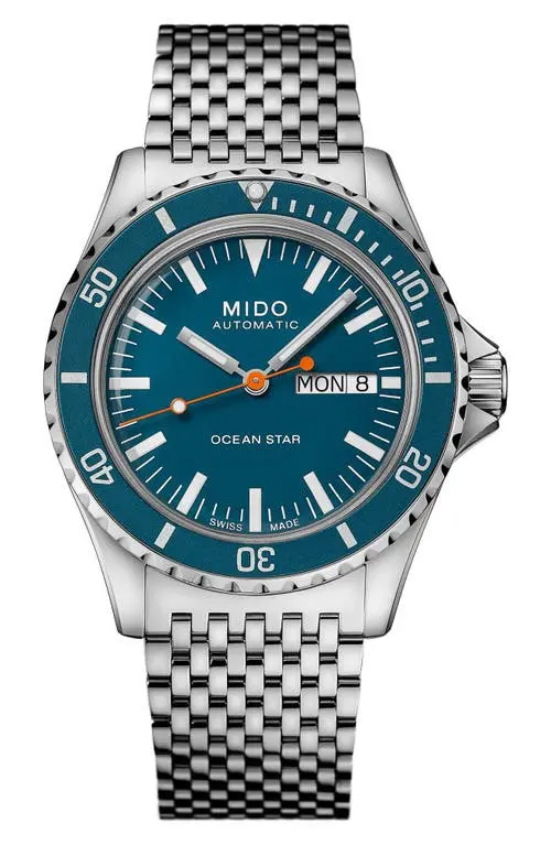 MIDO Ocean Star Tribute Automatic Watch - Silver/ Blue/ Silver
