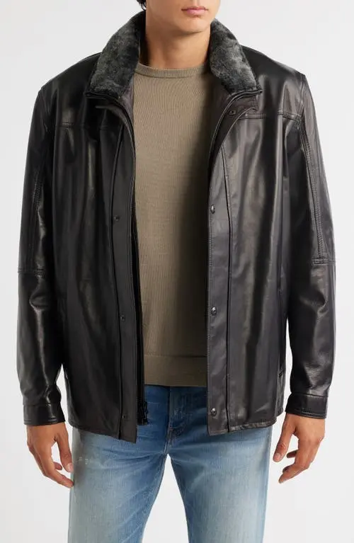 Remy Leather Jacket With Inset Bib - Noir/rustic