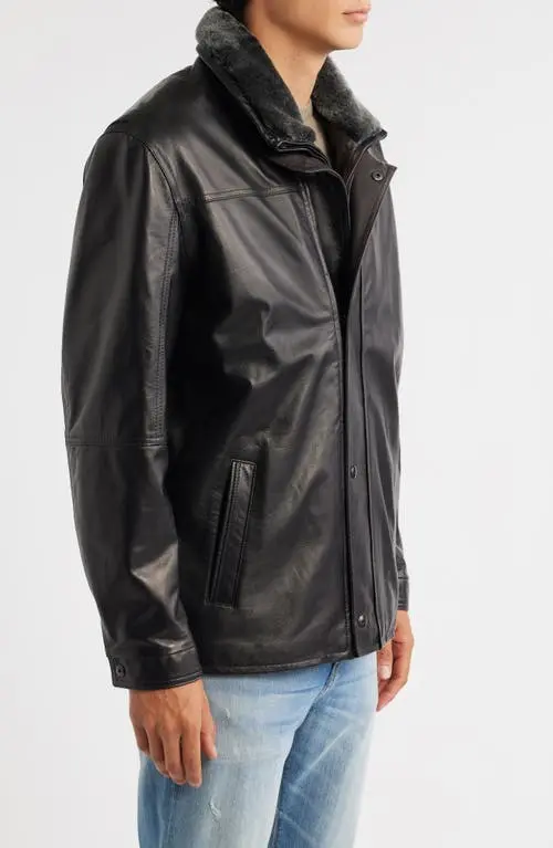 Remy Leather Jacket With Inset Bib