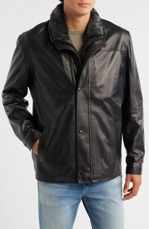 Remy Leather Jacket With Inset Bib