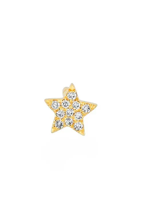 Ef Collection Single Diamond Star Stud Earring - Yellow Gold/diamond