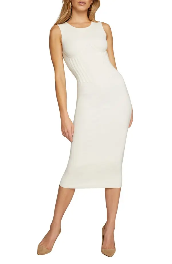 Good American The Influential Corset Waist Sleeveless Sweater Dress In  Ivory001 - 40% Off | Editorialist