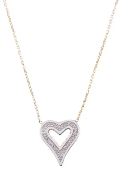 SHYMI Enamel Heart Pendant Necklace - Gold / White