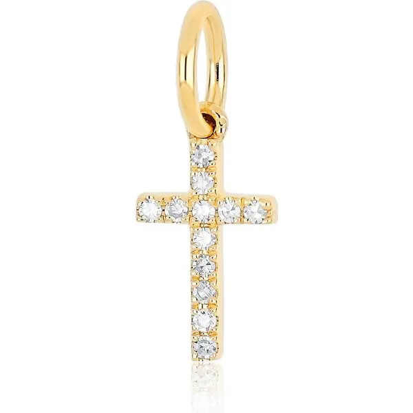 Ef Collection Diamond Cross Charm - Yellow Gold/diamond