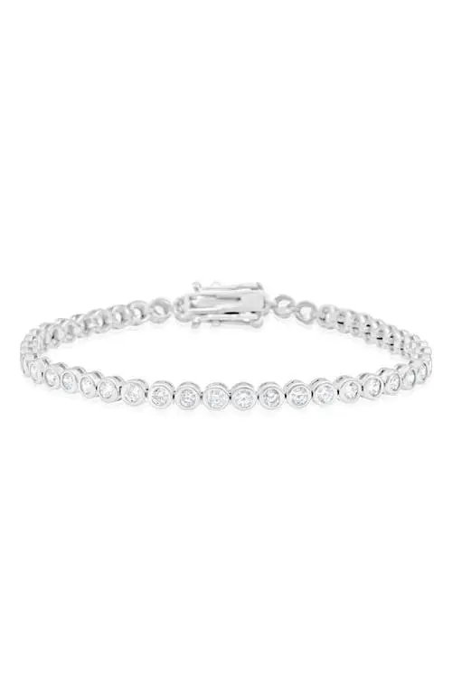 SHYMI Classic Bezel Tennis Bracelet - Silver/ White