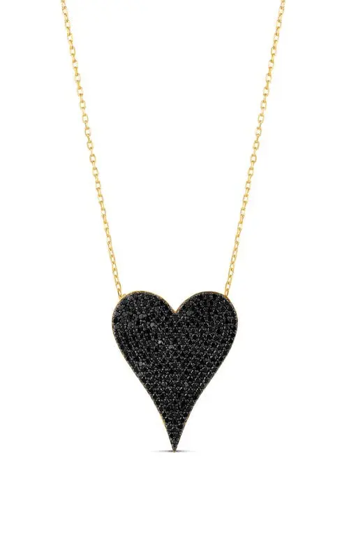 SHYMI Pavé Heart Pendant Necklace - Gold/black