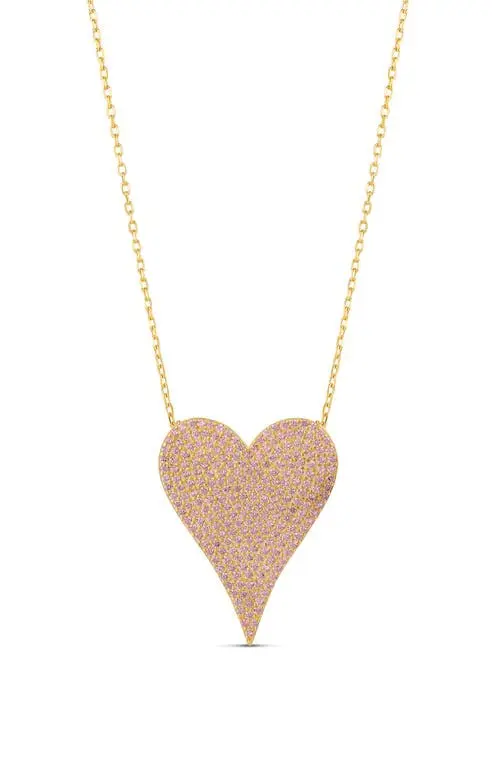 SHYMI Pavé Heart Pendant Necklace - Gold/light Pink