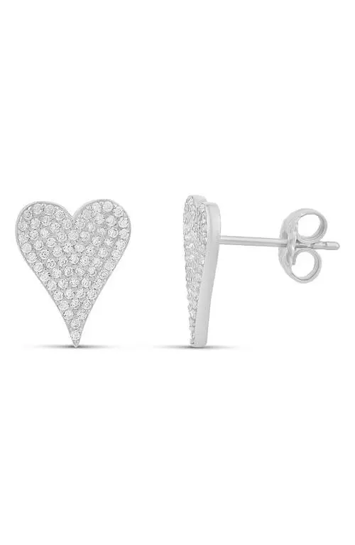 SHYMI Pavé Heart Stud Earrings - Silver