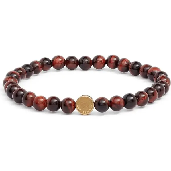 Caputo & Co Stone Bead Bracelet - Dark Red