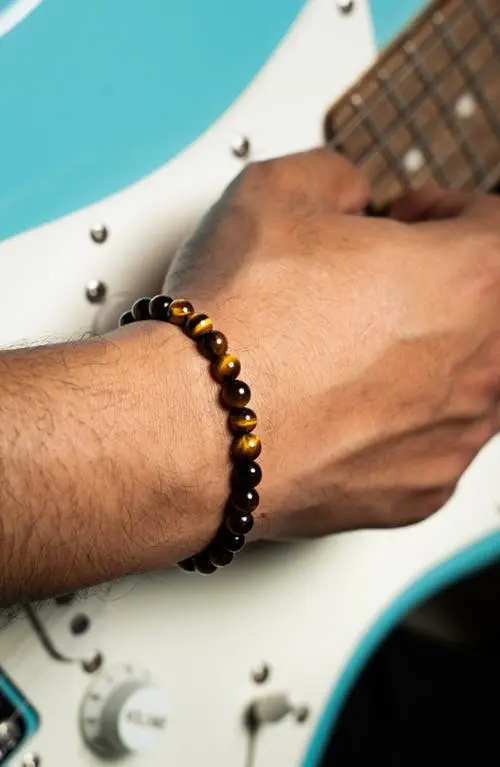 Caputo & Co Stone Bead Bracelet - Dark Yellow