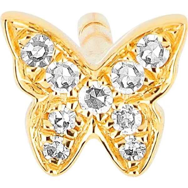 Ef Collection Diamond Butterfly Single Stud Earring - Yellow Gold