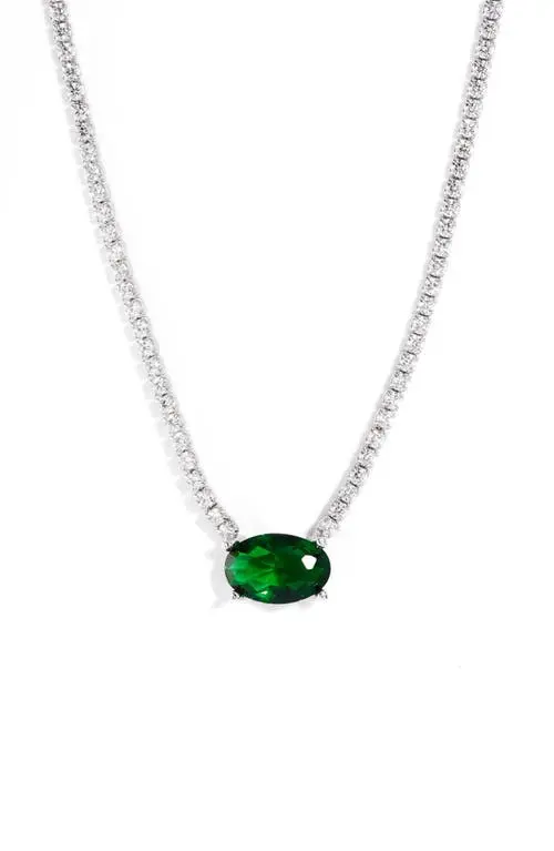 SHYMI Oval Pendant Tennis Necklace - Silver/green