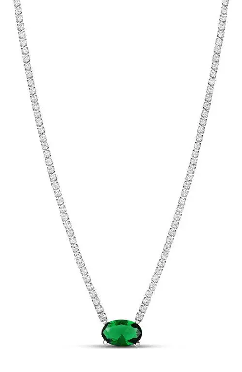 SHYMI Oval Pendant Tennis Necklace - Silver/green