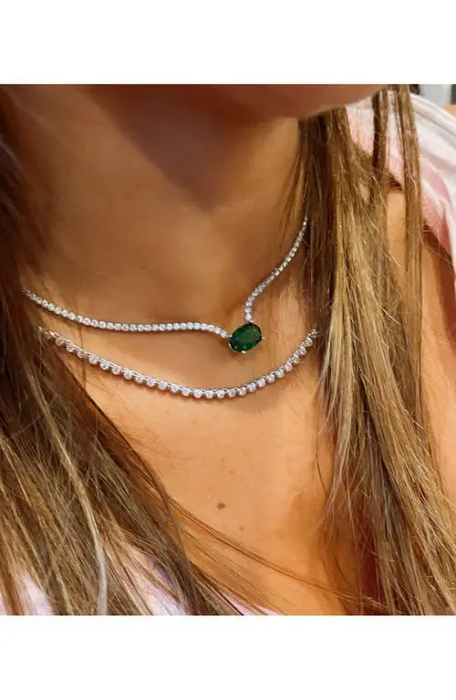 SHYMI Oval Pendant Tennis Necklace