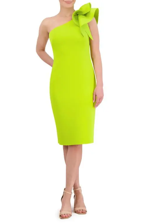 Eliza J One-shoulder Crepe Cocktail Dress - Lime