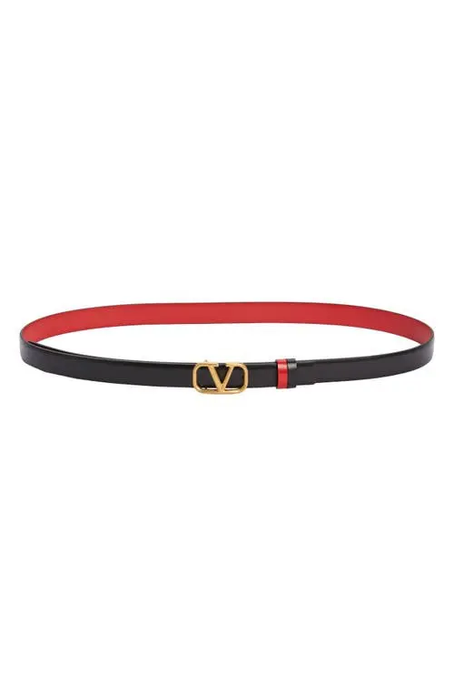 Valentino Garavani Vlogo Buckle Reversible Leather Belt - Nero/rouge