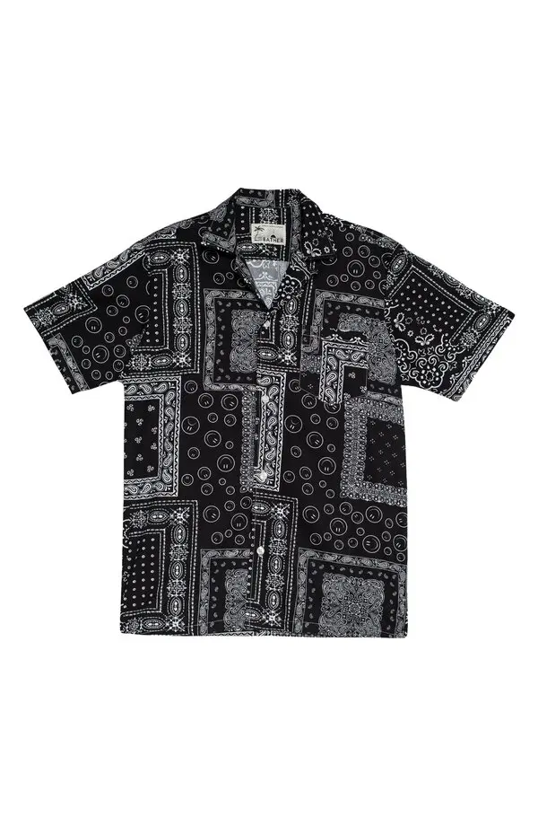 BATHER Bandana Print Short Sleeve Button-up Camp Shirt