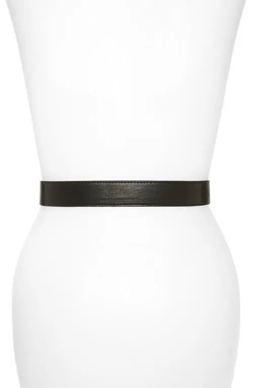 RAINA BELTS Rider Circle Clasp Leather Belt - Black