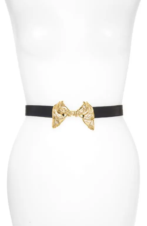 RAINA BELTS Harvey Horse Clasp Leather Belt - Navy